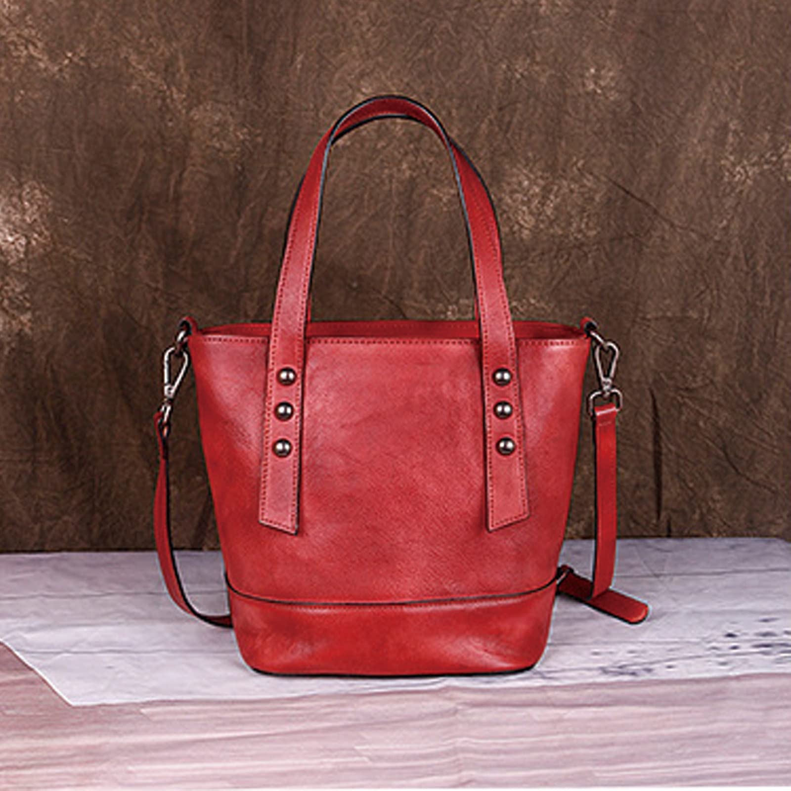 Retro Fashion Designer Shoulder Bag Soft Leather Women'S Crossbody Bag (Red)