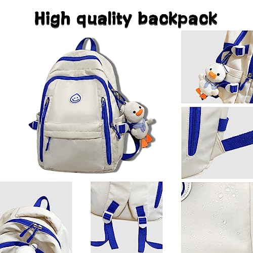 ZUMLED Kawaii Backpack with Cute Accessories Lightweight Bookbags Laptop Bag Waterproof Casual Travel Daypacks (Black)