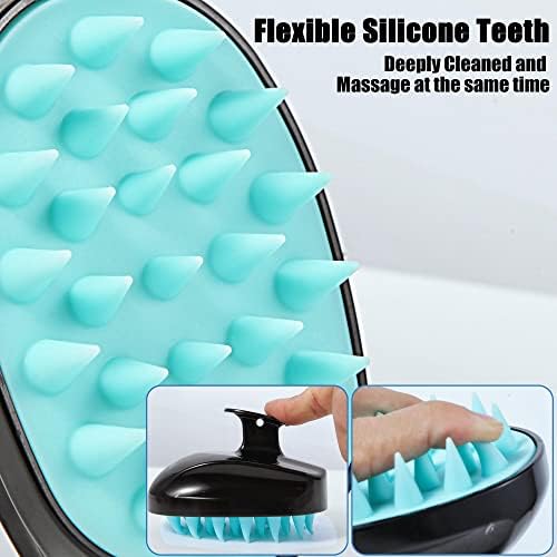 Sosoon Scalp Massager Shampoo Brush, Soft Silicone Hair Scalp Exfoliating Scrubber for Men Women Kids Hair Growth(Black and Dark Blue)