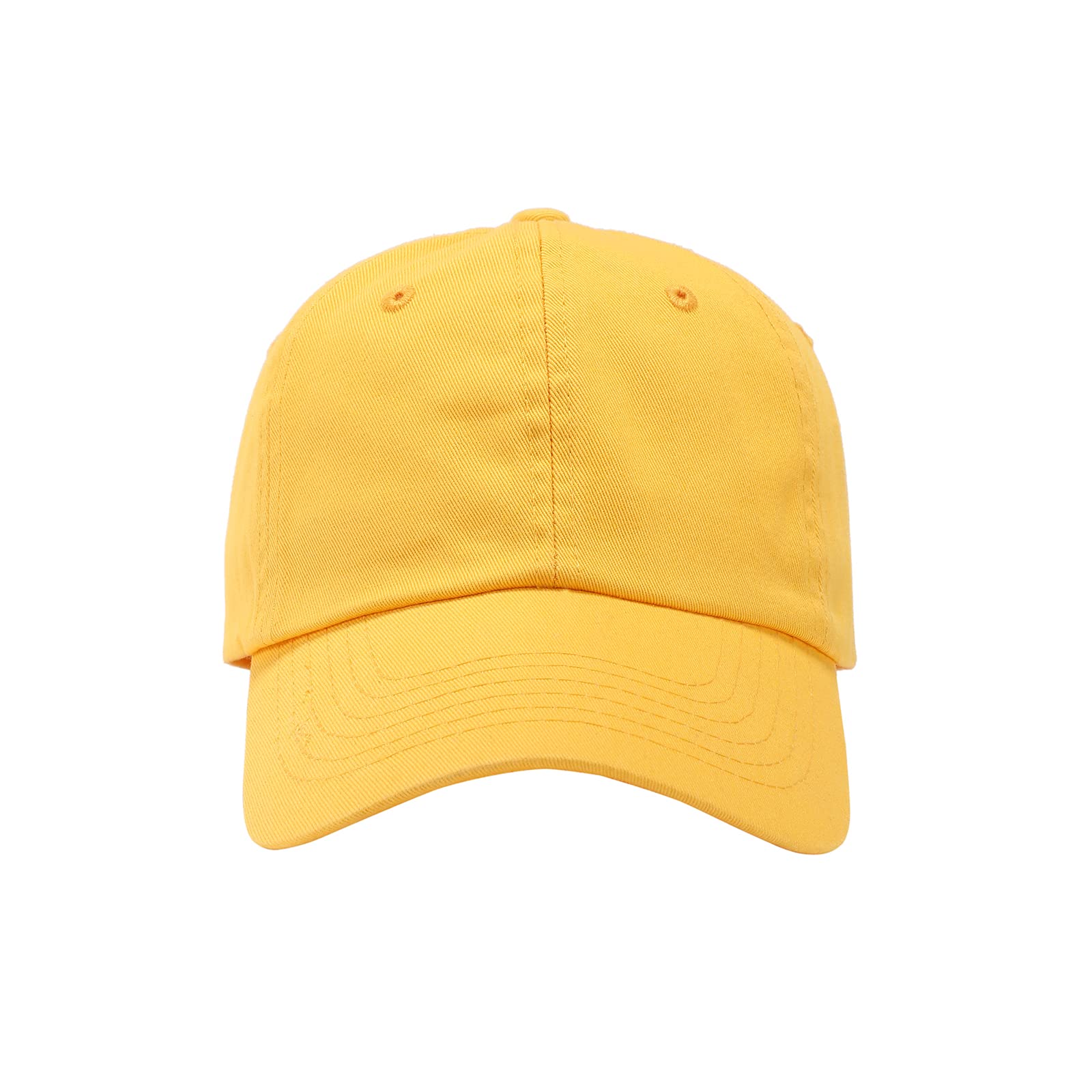 POHLARS Adjustable Size Low Profile Cotton Baseball Caps Men Women Premium Dad Hat Unstructed Plain Cap All Season 100% Cotton(Yellow)