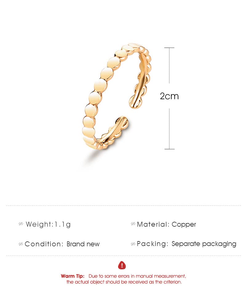 Open Gold Beaded Rings Adjustable Thumb Finger Ring Thin Stackable Rings for Women Girls Christmas Birthday Gifts Simple Wedding Ring for Her Minimalist Tiny Rings