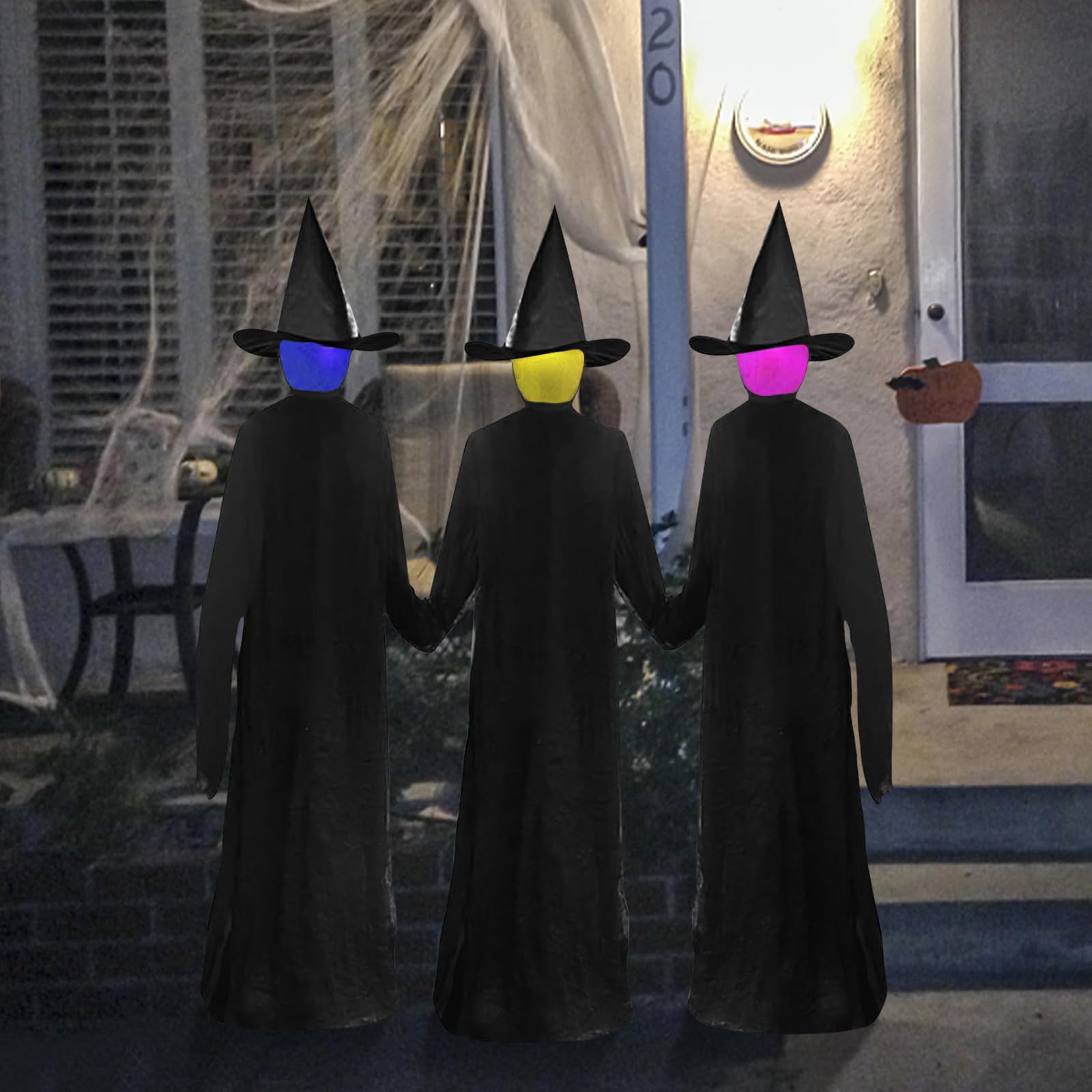 LMAZG 5 Ft Light up Witch Stakes Halloween Yard Decorations, Large Lighted Witch Sound Activated Halloween Props for Scary Halloween Yard, Patio, Haunted House Decorations Outside