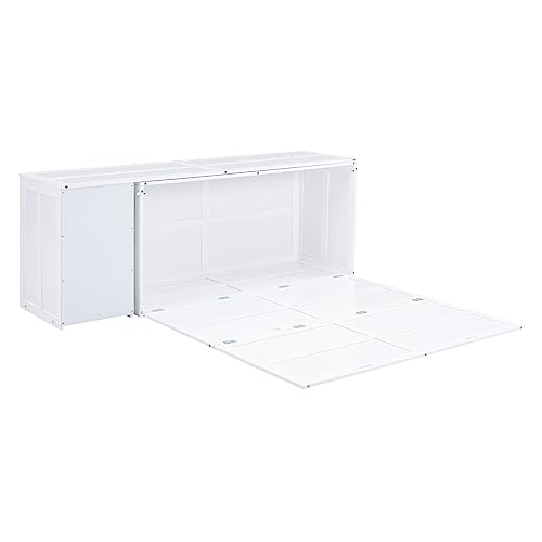 Lifeand Queen Size Murphy Bed with Rotable Desk, White