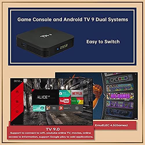 Retro Game Console, Built-in 90,001 Classic Games, 256G Plug and Play Video Game Console, 4K HD Emulator Console Compatible with Atari/PS1/MAME, Game System with S905X3 Quad-core(2 Wired Controllers)