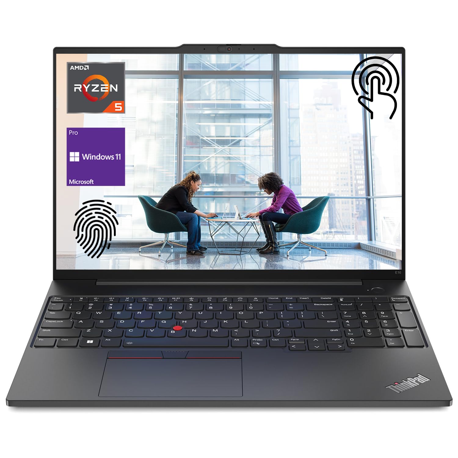 Lenovo ThinkPad E16 Gen 1 Business Laptop, 16" FHD+ Touchscreen, AMD Ryzen 5 7530U, 40GB RAM, 2TB PCIe SSD, Webcam, HDMI, RJ-45, FP Reader, Wi-Fi 6, Windows 11 Pro, Black