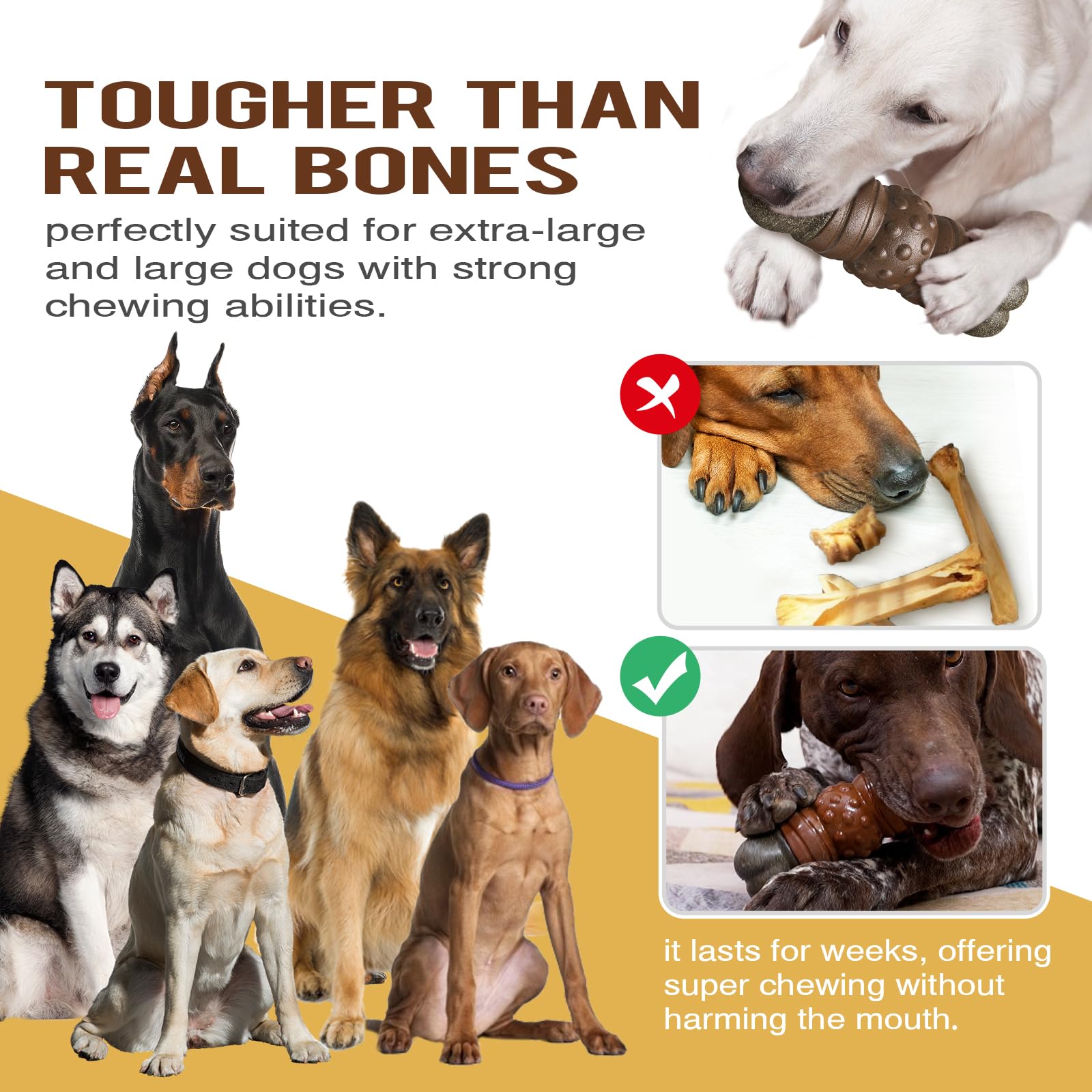 YIJISKY Ideal Chew Toy Great for Teeth Cleaning and Playtime,Dog Chew Toy for Aggressive Chewers Tough and Long-Lasting Toy for Large/Medium Dogs (Coffee)