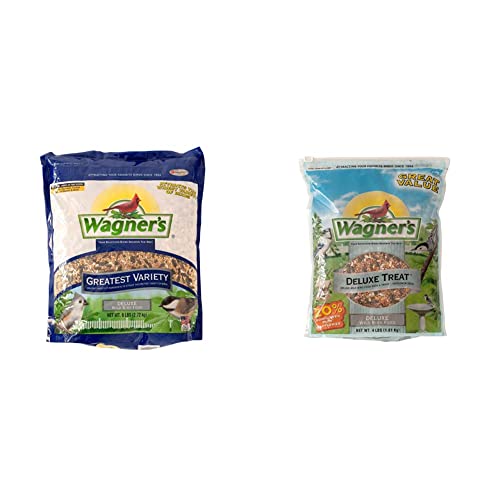 Wagner's 62034 Greatest Variety Blend Wild Bird Food, 6-Pound Bag & 62067 Deluxe Treat Blend Wild Bird Food, 4-Pound Bag