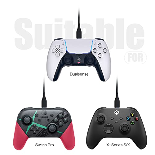 NANANINO Switch OLED Charging Cable, Switch Charger Cable Compatible with Switch Pro Controller, PS5 Controller and Xbox Series X Controller Black