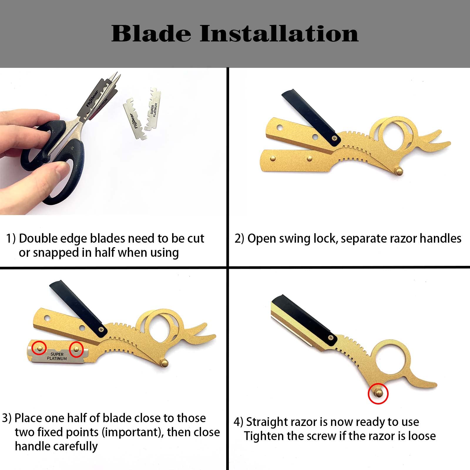 Straight Razor Shaving Kit With Blades, Classic Straight Edge Barber Razor For Close & Precise Shaving, Professional Manual Shaver Beard Trimmer Razor, navaja de barbero