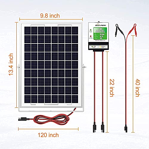 SOLPERK 10W Solar Panel,12V Solar Panel Charger Kit+8A Controller,Suitable for Automotive, Motorcycle, Boat, ATV, Marine, RV, Trailer, Powersports, Snowmobile etc. Various 12V Batteries. (10W Solar)