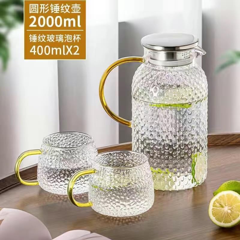 ZYJBM Clear Kettle Teapot High-capacity Kettle Heat-Resistant Glass Bottle with 2 Cup