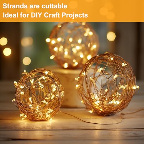 LEDIKON 12 Pack 10ft 30 LED Fairy Lights Battery Operated Mini String Lights,Silver Wire Warm White Firefly Lights for Wedding,Party Centerpieces,Table Decor,DIY Crafts,Festivals,Mason Jars Décor