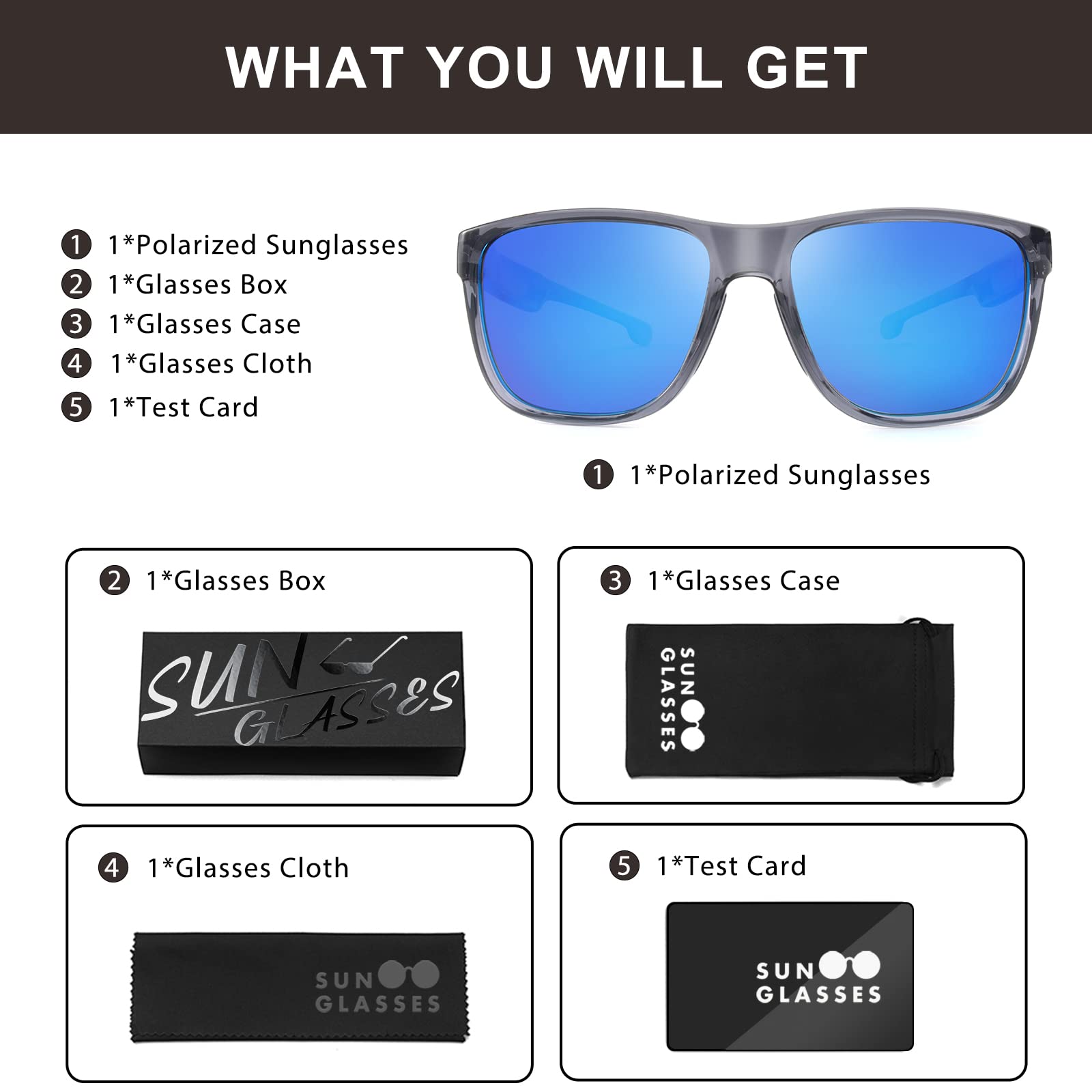 POLARKING Vintage Polarized Sunglasses for Men and Women Sport Driving Shady Rays Rectangle Sun Glasses 100% UV Protection Matte G15
