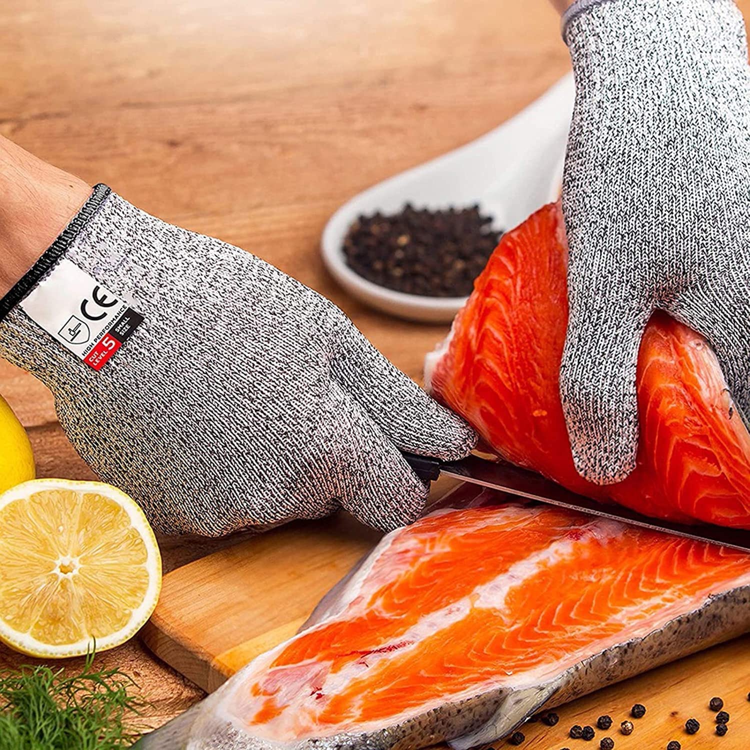 mearens Cut Resistant Gloves, Food Grade Safety Gloves Kitchen Anti Cut Gloves for Cutting, Level 5 Proof Cutting Work Gloves (Medium)