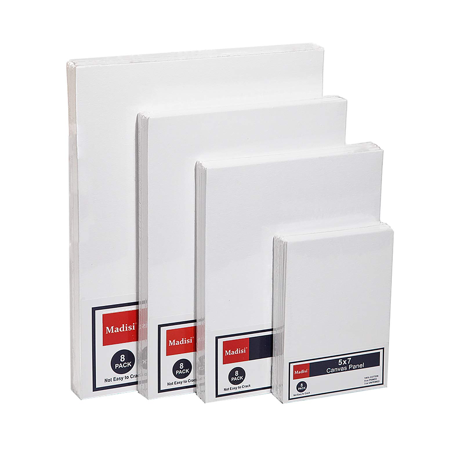 Madisi Painting Canvas Panels Multi Pack, 5x7, 8x10, 9x12, 11x14(8 of Each), 32 Pack
