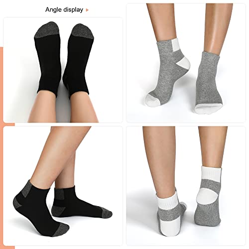 Nonwe Low Cut Socks Womens Breathable Short Golf Socks with Cushion Black&Gray S 6 Pairs