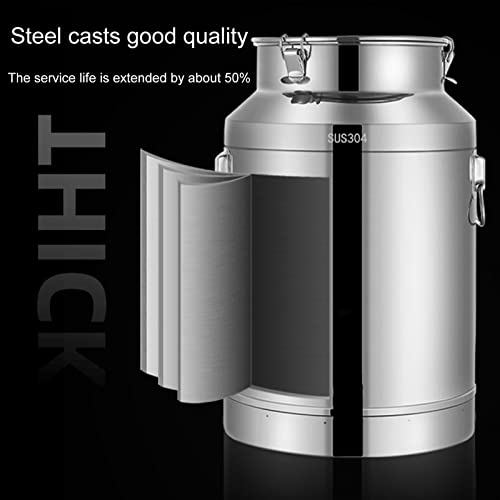 tea Kitchen Food Canisters Stainless Steel Milk Can with Sealed Lid, Kitchen Storage for Flour and Sugar Fermentation Wine Pail bucket (Size : 24L)