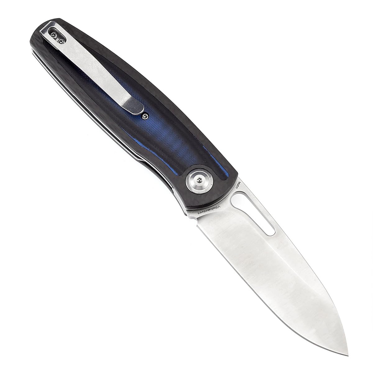 KANSEPT Mato Pocket Folding Knives for Men EDC Camping Folding Knife 3.3'' Satin CPM-S35VN Material Pocket Folding Knife with Twill Carbon Fiber +Blue Black G10 Handle Everyday Carry K1050A4