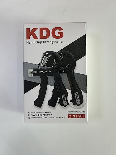 KDG Hand Grip Strengthener 2 Pack(Black) Adjustable Resistance 10-130 lbs Forearm Exerciser,Grip Strength Trainer for Muscle Building and Injury Recovery for Athletes