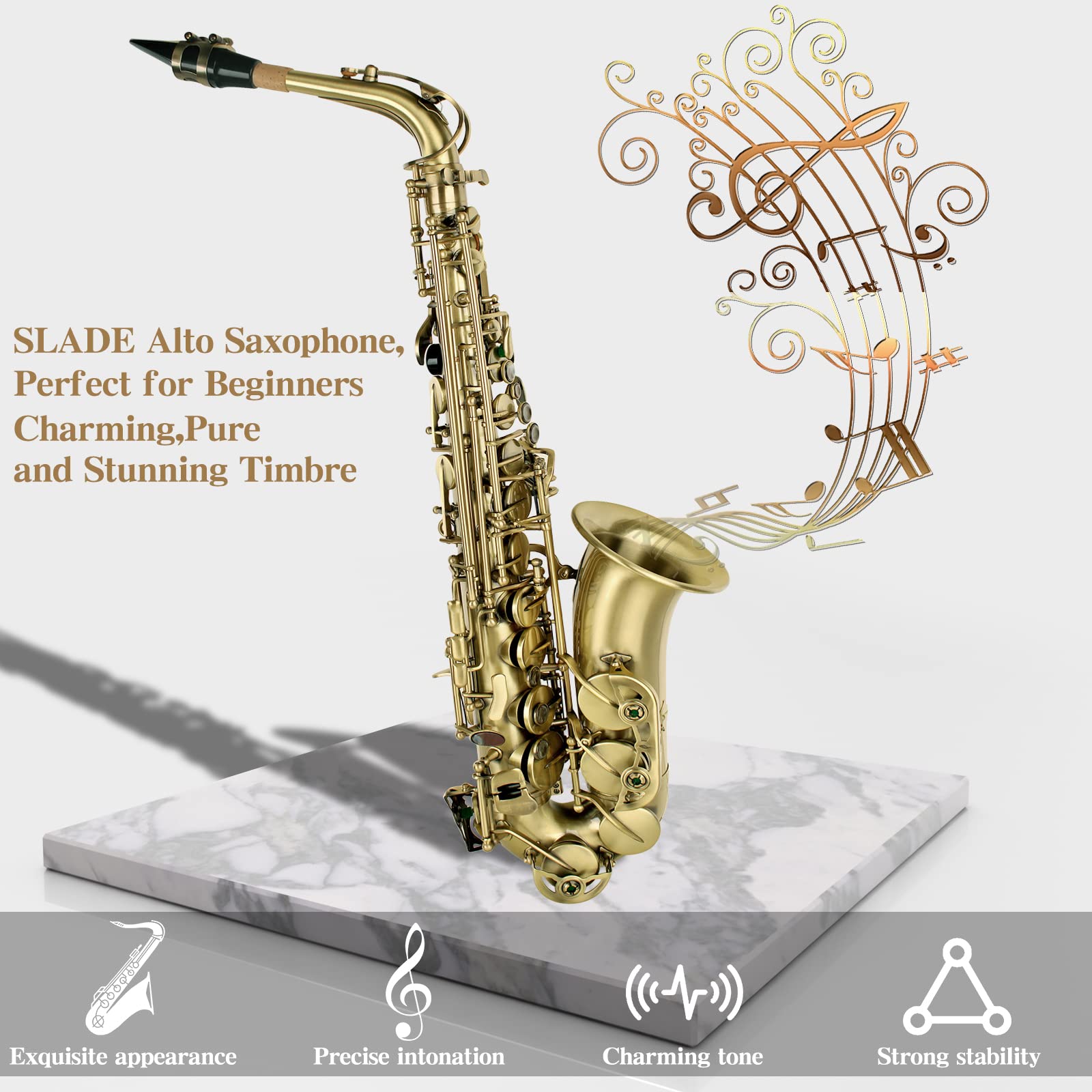 SLADE Saxophone Eb Alto Saxophone for Beginner Students, Saxaphone Adult, Saxophone Alto, Beginner Saxophone, Alto Saxaphone, Saxofon Alto, Saxophone, Sliver
