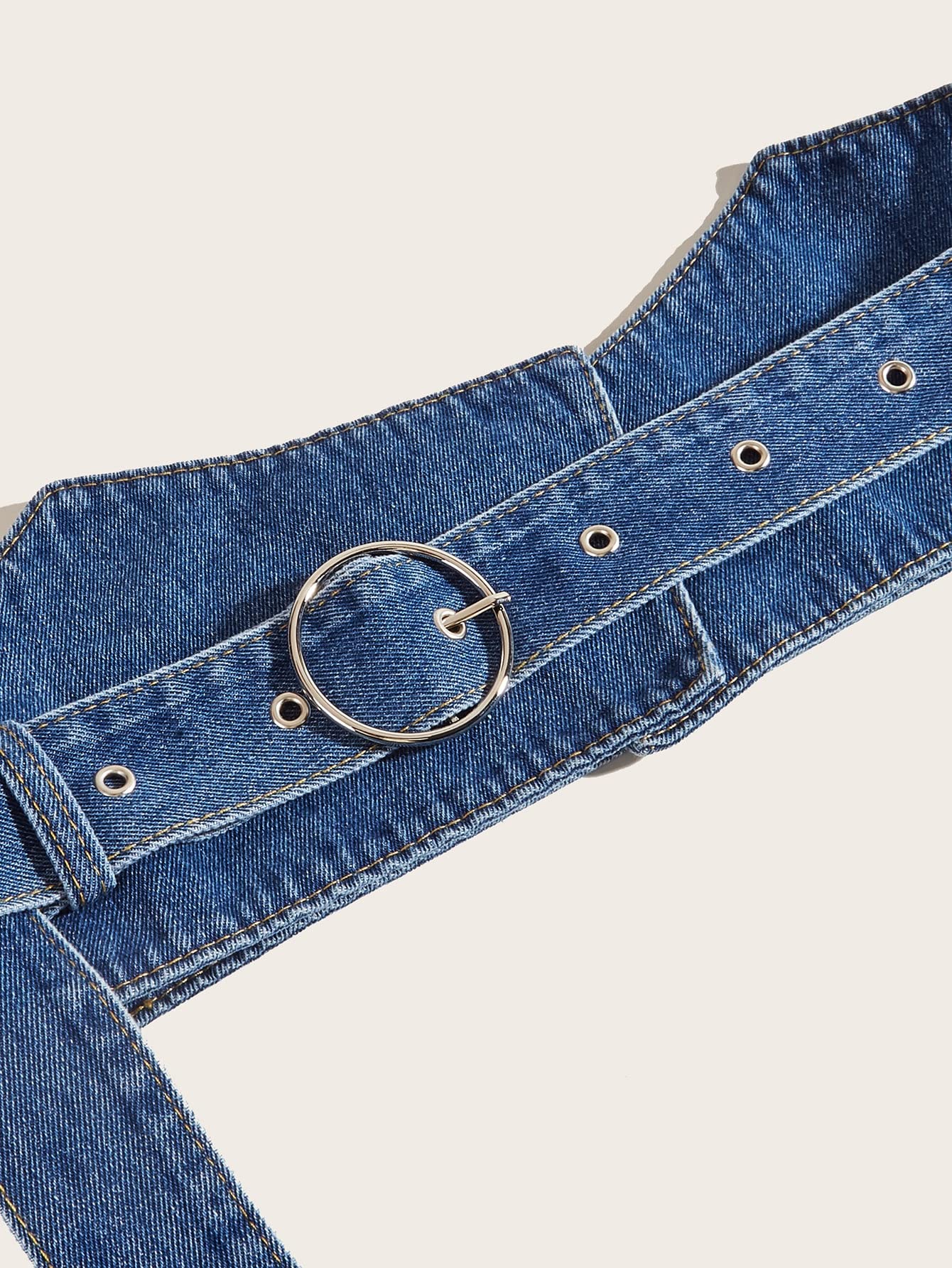 Verdusa Women's Denim Wide Belts Buckle Wrap Waist Cinch Corset Belt Blue 90