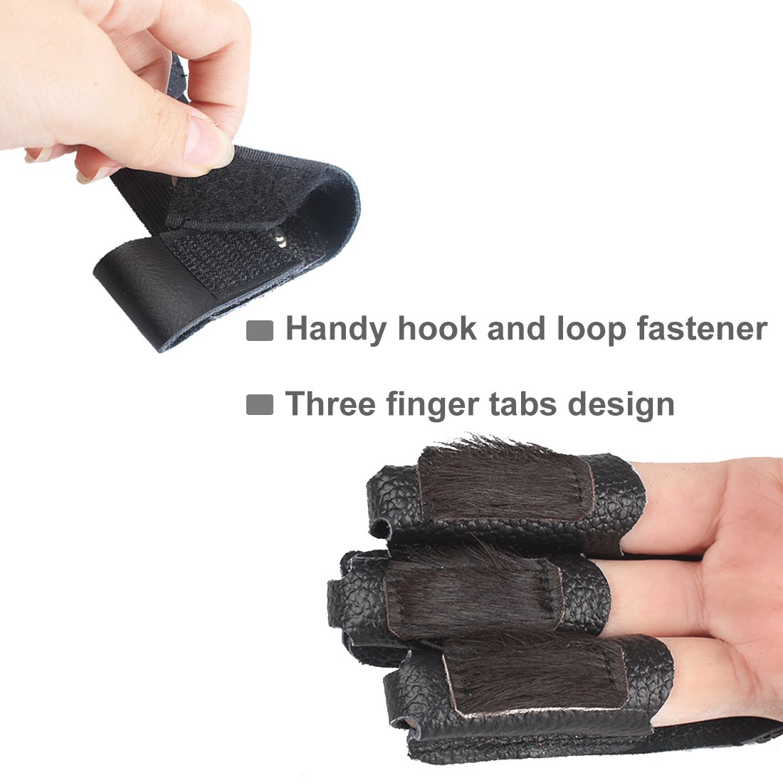 KRATARC Adult Youth Archery Leather Gloves Finge Arrow Bow Archery Accessories (Black-Youth Size)