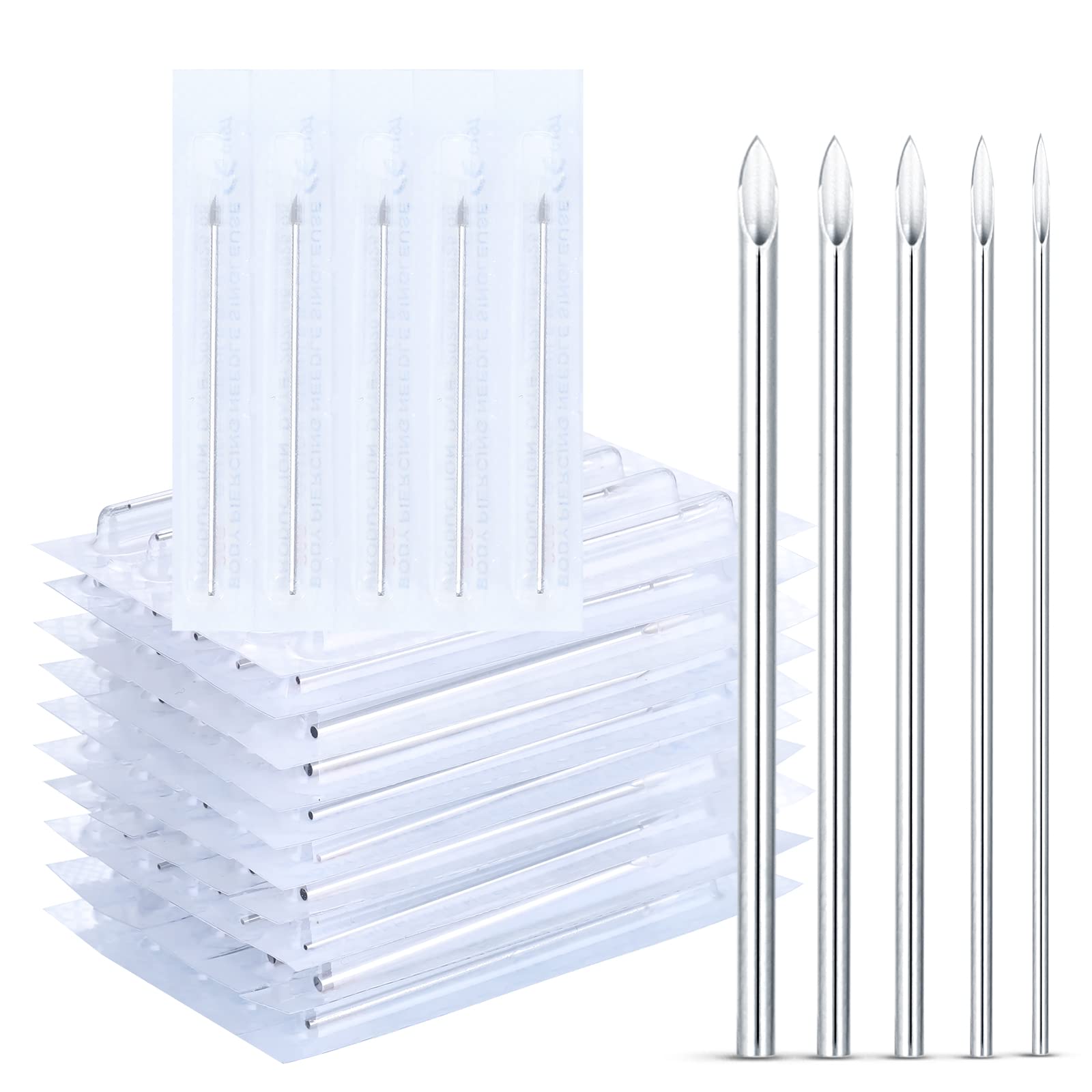 Xpircn Piercing Kit 14G 16G Body Piercing Jewelry Kit Tool, Mixed Piercing Needles 12G 14G 16G 18G 20G Disposable Hollow Piercing Needles