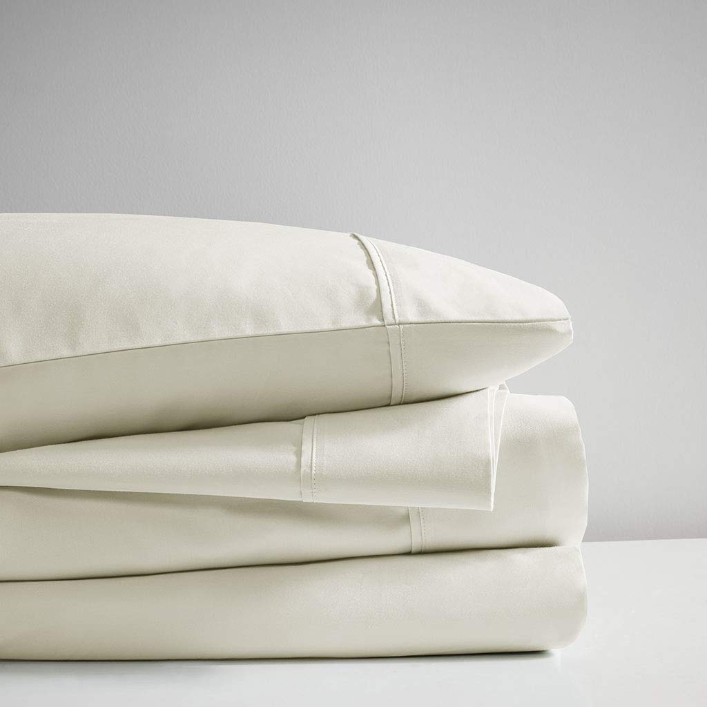 Madison Park 600 Thread Count Luxurious Hypoallergenic Ultra Soft Breathable 100% Pima Cotton 4 Piece Sheet Set, King, Seafoam