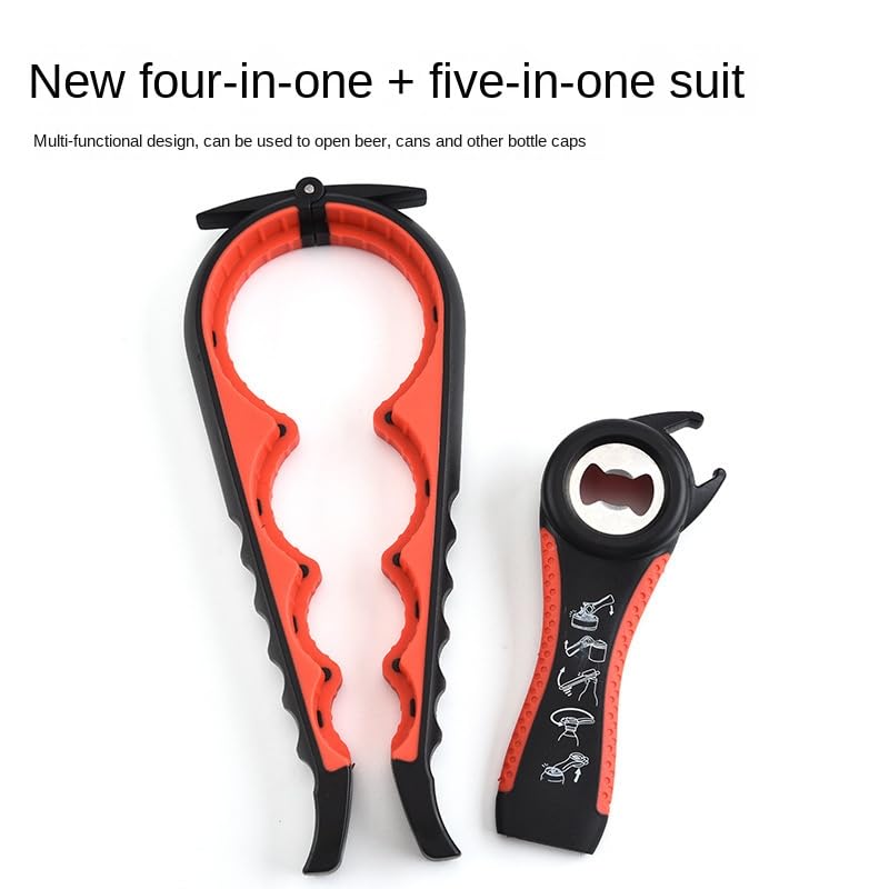 Latest Jar Opener Bottle Opener for Weak Hands, 6 in 1 Multi Function Can Opener Bottle Opener Kit with Silicone Handle Easy to Use for Children, Elderly and Arthritis Sufferers (red and black)
