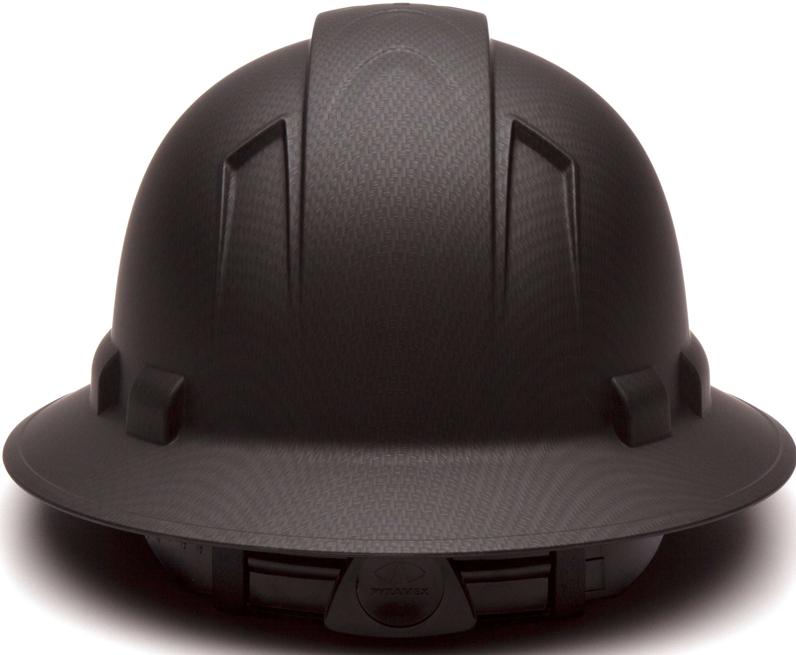 Pyramex Safety Ridgeline Full Brim Hard Hat, 4-Point Ratchet Suspension, Matte Black Graphite Pattern