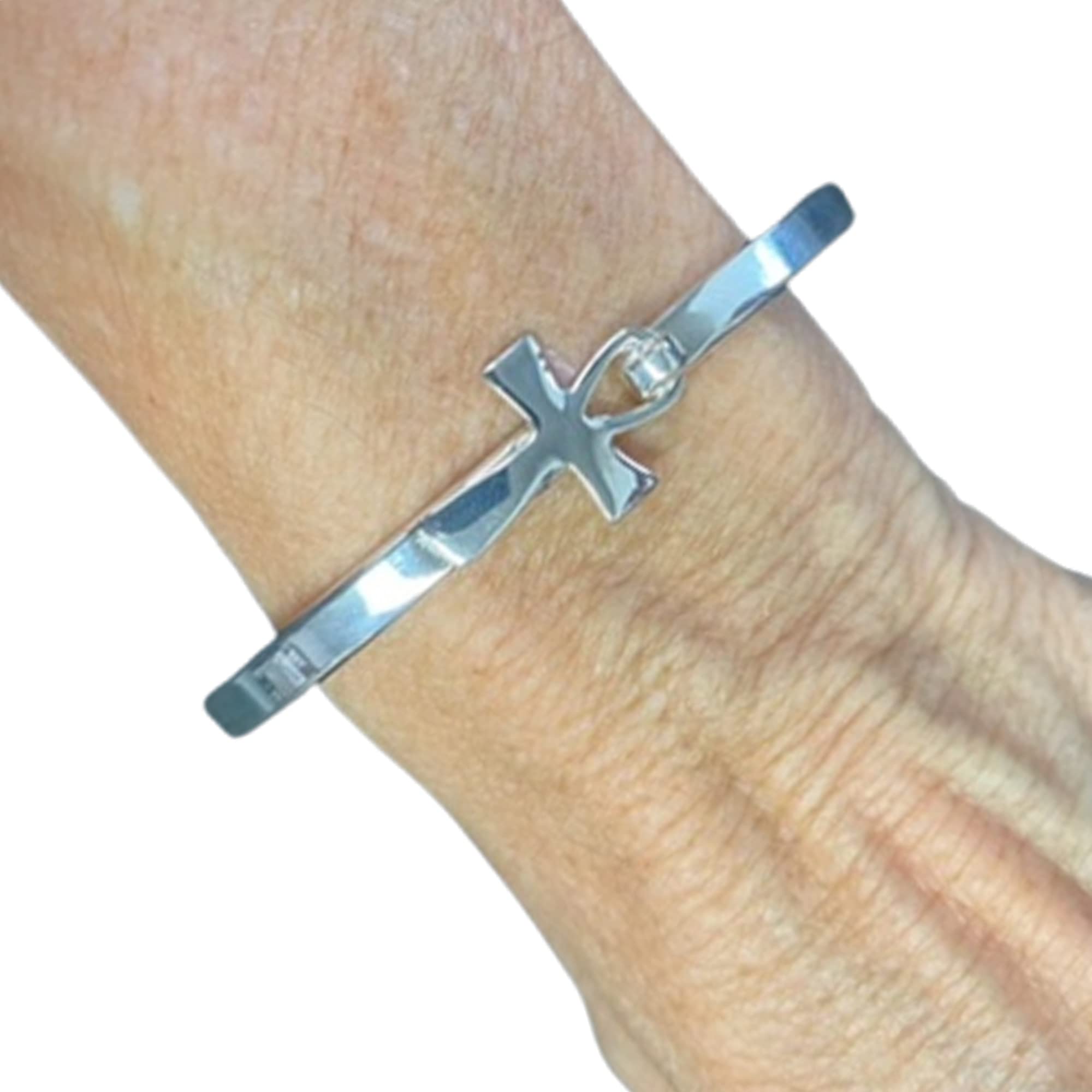 Religious Elegant Cross/Crucifix Bangle Bracelet β Bracelets with Silver Cross for Religious Groups, Faith Based, Gift-Giving/Confirmation Gift and Church Fundraising Item - 1 Bracelet