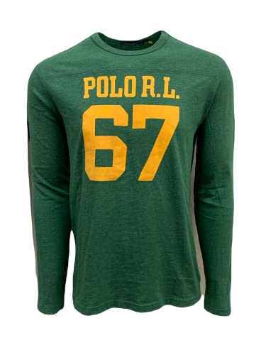 Polo Ralph Lauren Mens Screened 67 Logo Jersey Long Sleeve T-Shirt (M, Green Heather)