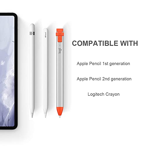 YINVA 3 Pack Pencil Tips for Apple Pencil Tip, 3 Styles Fine Point Metal Apple Pencil 2nd Generation Tips, Replacement iPad Pen Tips for Apple Pencil 1st Generation Nibs(White, Clear)