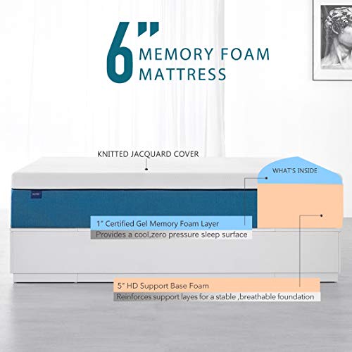 Molblly Twin Size Mattress, 6 inch Cooling-Gel Memory Foam Mattress in a Box, Breathable Bed Mattress for Cooler Sleep Supportive & Pressure Relief, 39" X 75" X 6"