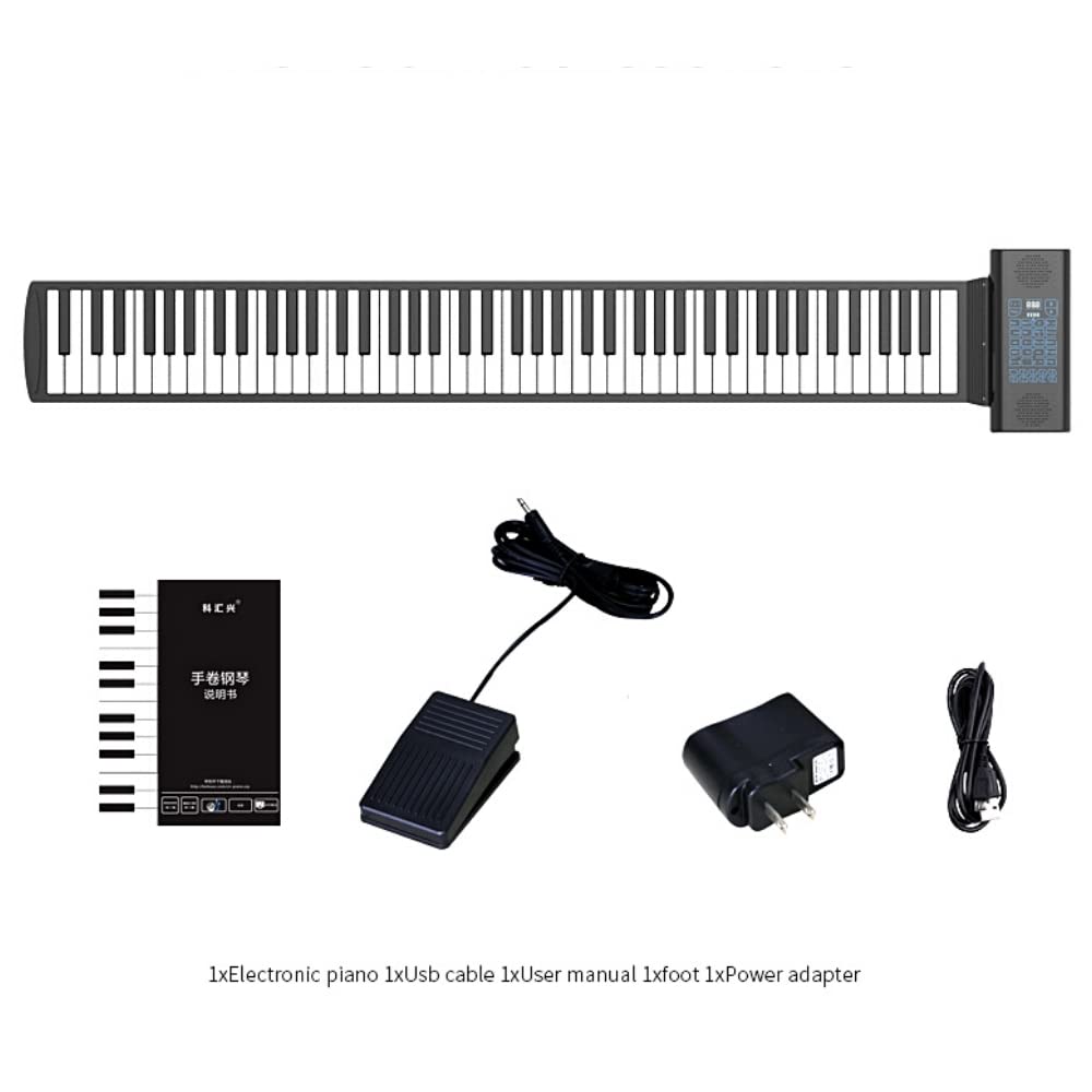 Portable 88 Keys Roll Up Piano with MIDI Output and Built-In Speaker, Flexible Digital Electronic Keyboard - Record and Play Feature, 128 Tones & Rhythms, 14 Demo Songs and Tutorial Function