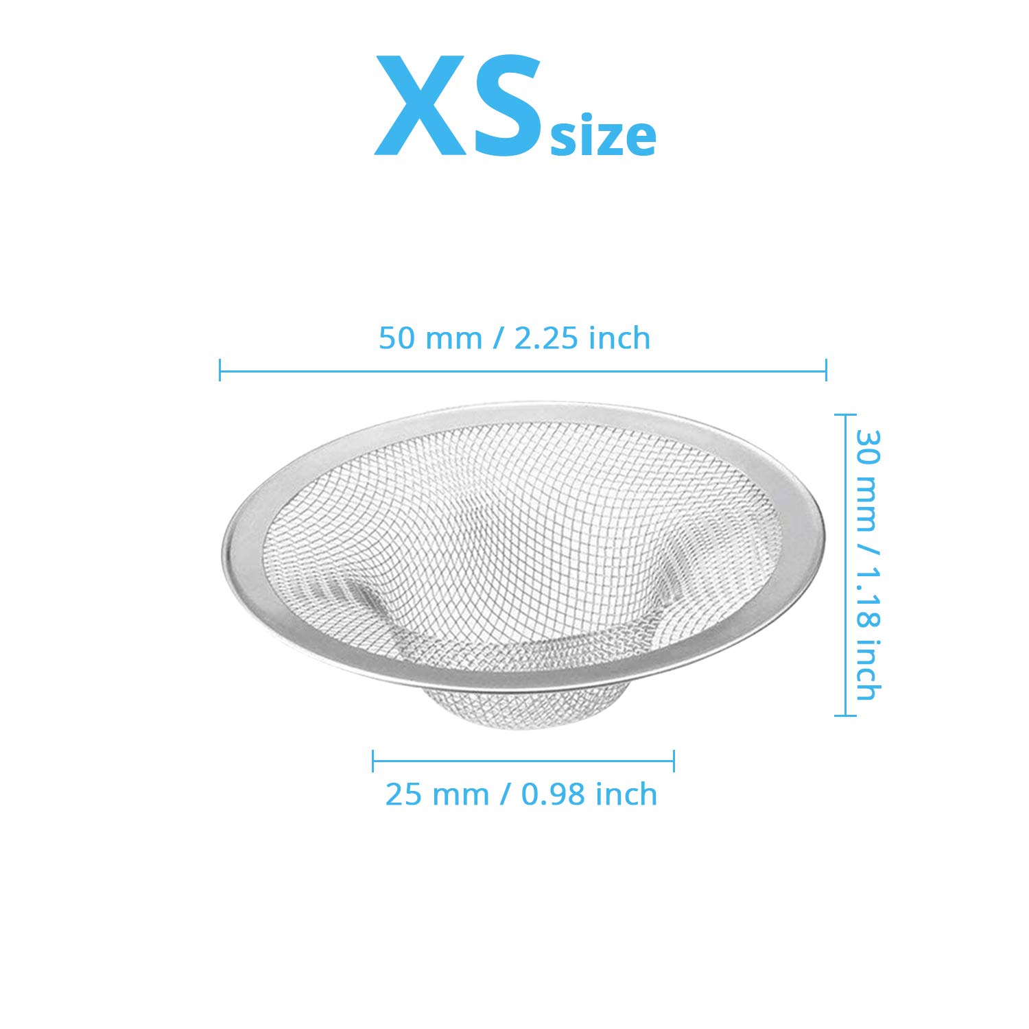 KUFUNG Sink Strainer, Basket Stainless Steel Bathroom Sink, Utility, Slop, Kitchen and Lavatory Sink Drain Strainer Hair Catcher (4 Pack, 2.25 inch)