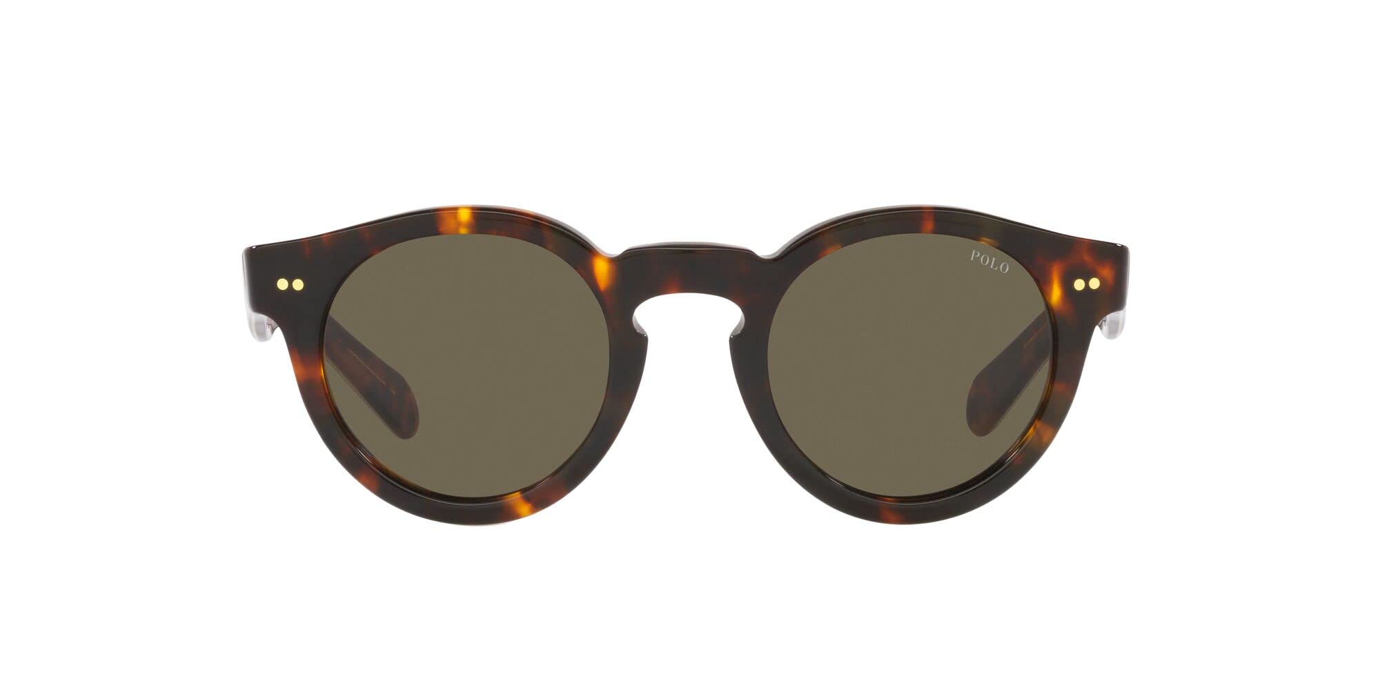 POLO RALPH LAUREN Mens PH4165 Round Sunglasses, Shiny Antique Tortoise/Brown, 46 mm