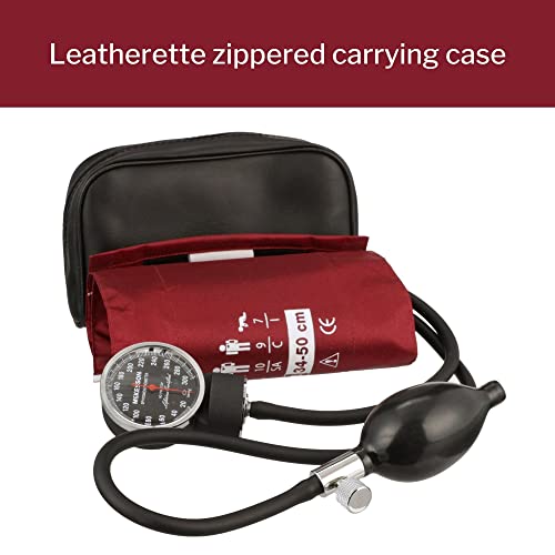 McKesson Aneroid Sphygmomanometer β Manual Blood Pressure Cuff Monitor with Carrying Case, Cuff 34-50 cm, Burgundy, 1 Count