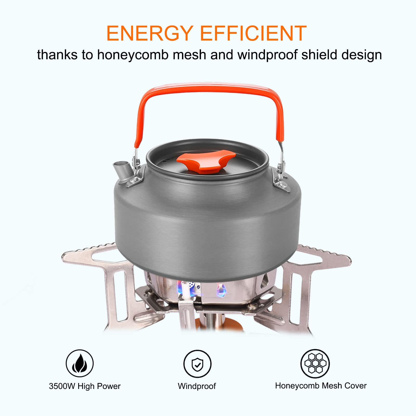 Portable Backpacking Stove with Piezo Ignition Windproof Camping Gas Stove Camp Stove Foldable Burner with Propane Canister Adapter for Outdoor Camping Hiking Picnic