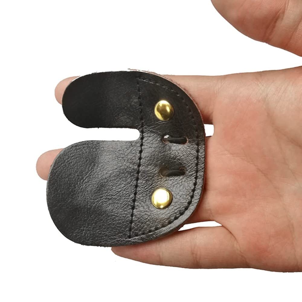 MiOYOOW Archery Finger Guard, Archery Finger Tab with Adjustable Ring for Recurve Bow and Archery Practice(Right Hand)