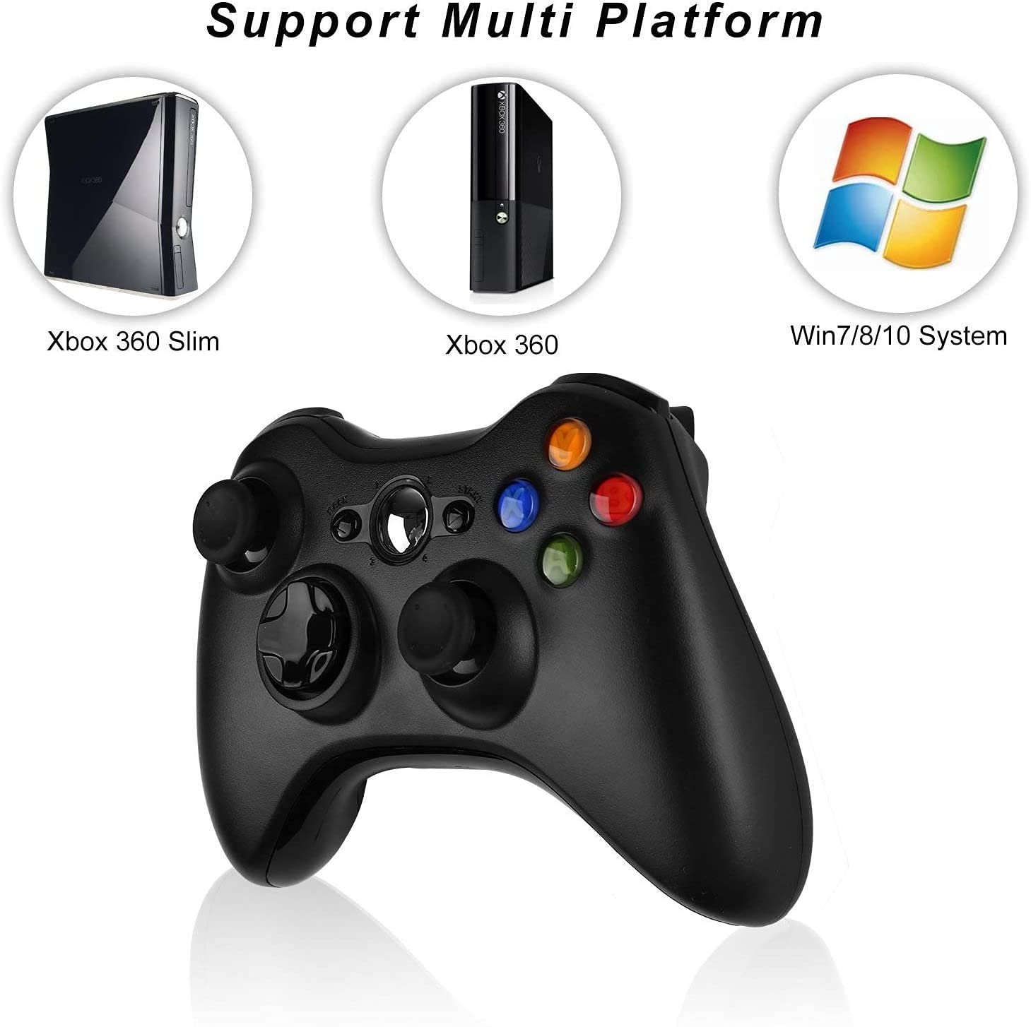 Lyyes Xbox 360 Wireless Controller with Vibration Controller for Xbox 360& Slim PC Windows 7