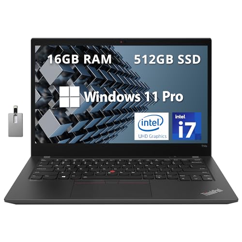 Lenovo Thinkpad T14s Gen 2 14.0" UHD Business Laptop, Intel Core i7-1165G7, 16GB RAM, 512GB SSD, Fingerprint Reader, Backlit Keyboard, WiFi 6E, Bluetooth, Win 11 Pro, Black, 32GB Hotface USB Card