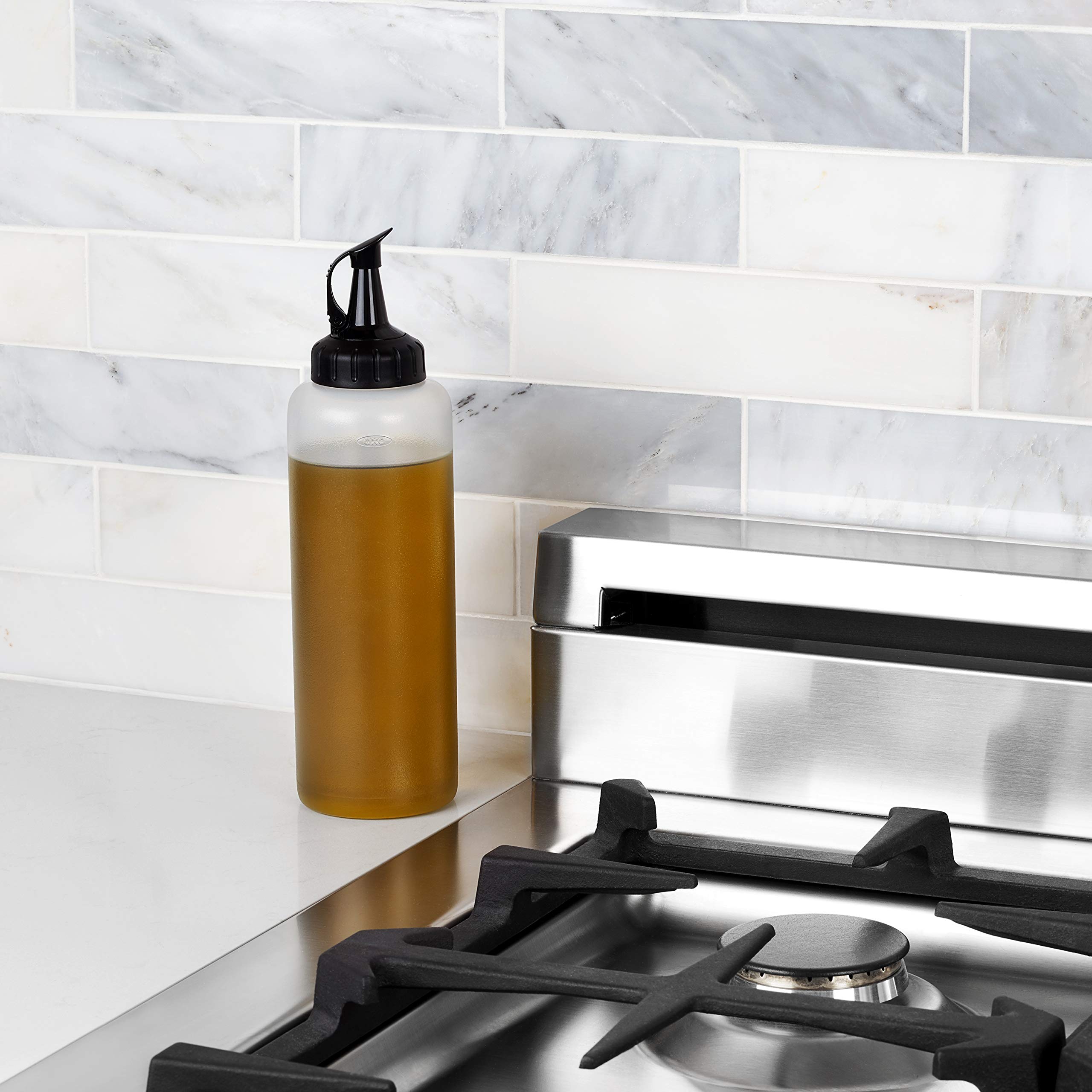 OXO Good Grips 12 oz Precision Pour Glass Oil Dispenser & Good Grips Chef’s Squeeze Bottle, 16.0z