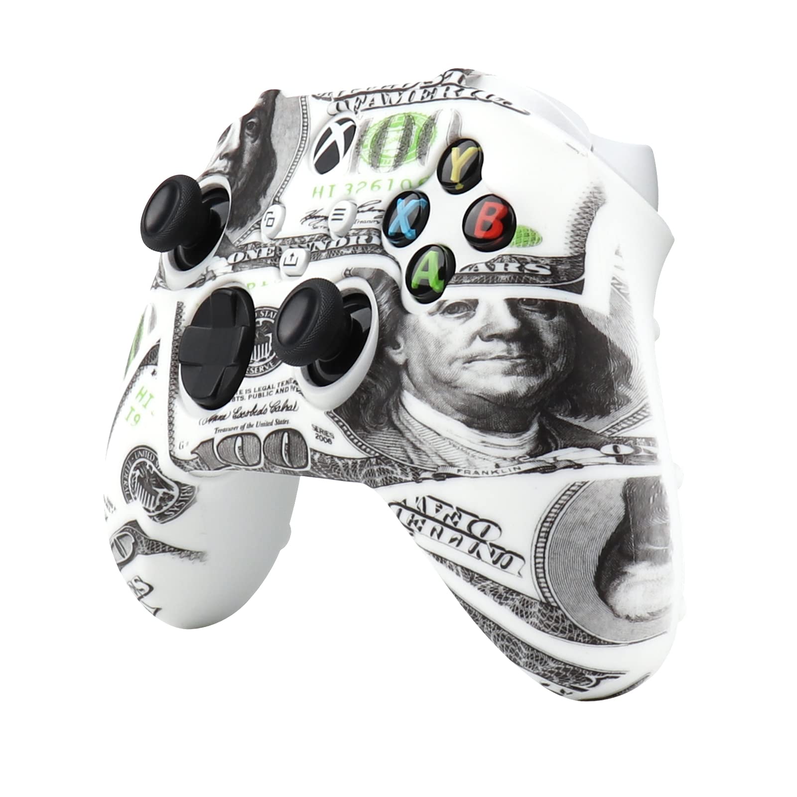 RALAN Controller Skins for Xbox Series, Anti Slip Silicone Protector Compatible for Xbox Series S/X Controller (Black Pro Thumb Grip x 8,Cat + Skull Cap Cover Grip x 2)