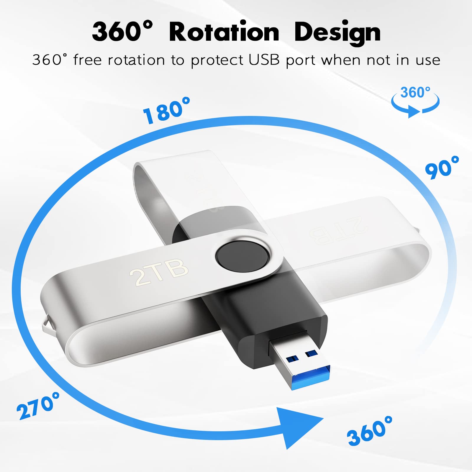 USB Flash Drive 2TB, Thumb Drive, Memory USB Stick, Portable U Disk Pen Drive, USB Large Storage Flash Drive, Metal Jump Drive 2000GB for PC/Laptop/Computer/Car Audios