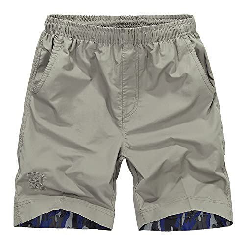 Men's Elastic Waist Casual Outdoor Short Workout Running Short-pant Quick Dry Lightweight Hiking Shorts Pockets (Light Green,Medium)