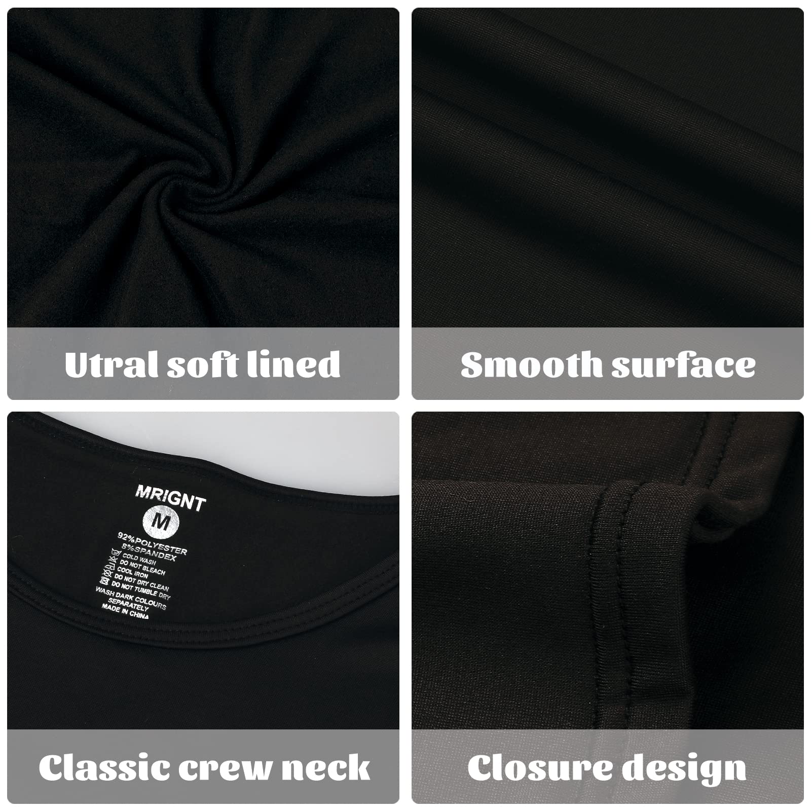 MRIGNT Thermal Underwear for Women Thermal Underwear Set, Ultra Soft Long Johns for Women with Fleece Lined Top Bottom, Black L