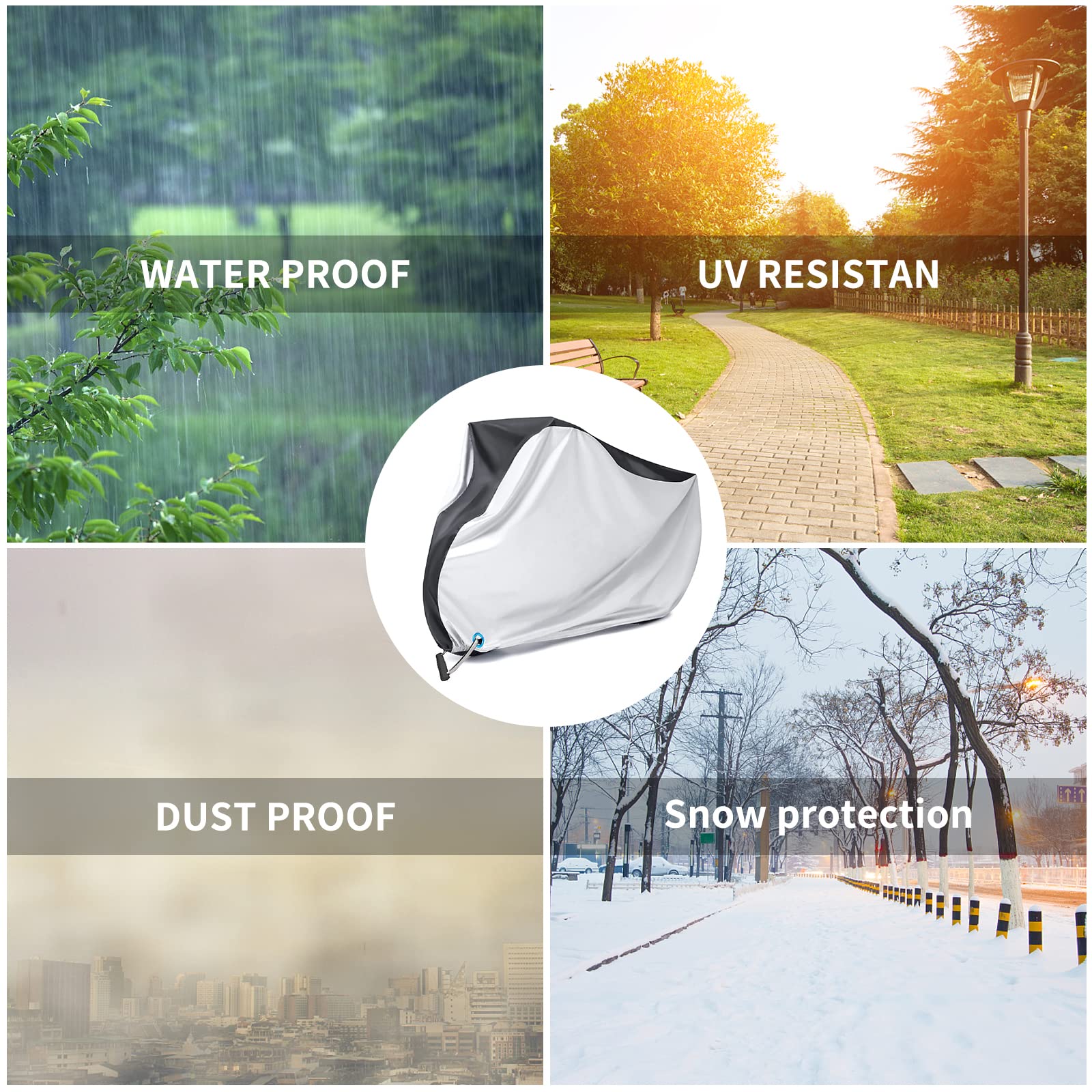 ResArea Waterproof Bike Cover with Lock Hole Outdoor Bicycle Cover Rainproof windproof Sun UV Protection Polyester Fabric Cycle Cover