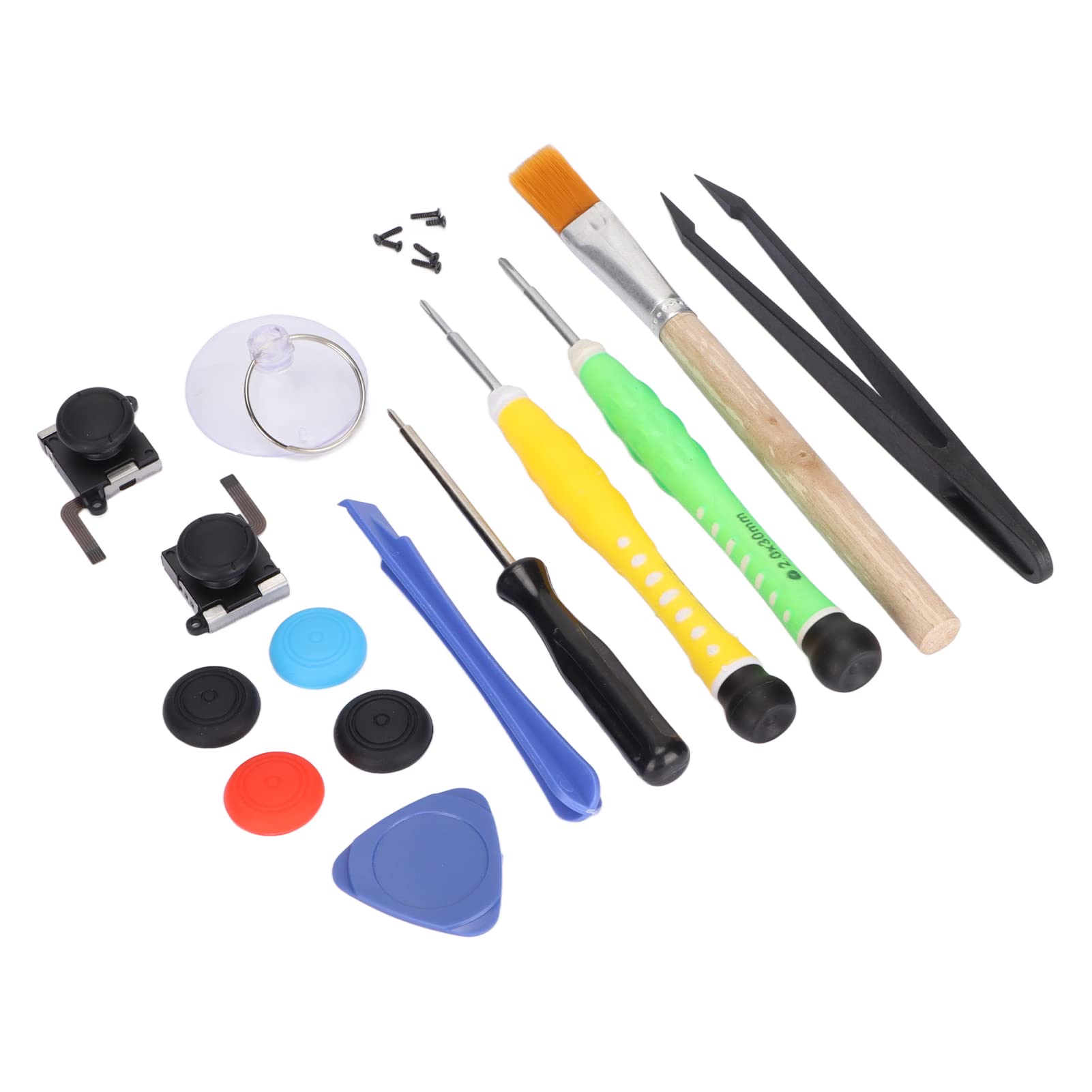 Repair Kit for Nintendo Switch, Analog Joystick, Keycap, Screwdriver, Tweezers, Cleaning Brush, Suction Cup,Portable Handle Repair Tool Set for Switch Lite