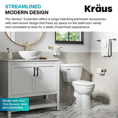Kraus Ventus Glass Bathroom Shelf with Rail, Brushed Gold Finish, KEA-17745BG